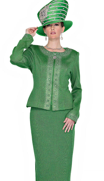 Champagne Italy Church Suit 5953-Green | Church suits for less