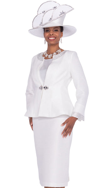 Champagne Italy Church Suit 5901-White | Church suits for less