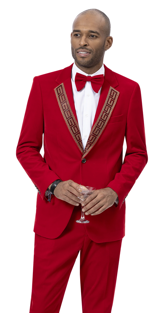EJ Samuel Modern Fit Fashion Suit JP110 - Red | Church suits for less