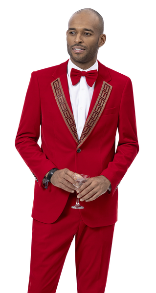 EJ Samuel Modern Fit Fashion Suit JP110 - Red | Church suits for less