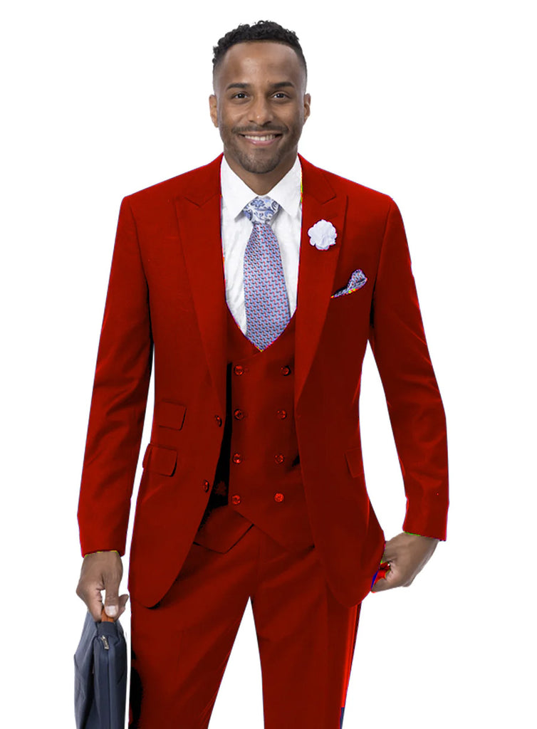 EJ Samuel Modern Fit Suit M2770-Red | Church suits for less