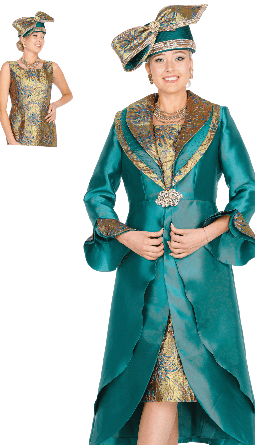 Elite Champagne Dress Suit 6160-Green/Gold – Church suits for less