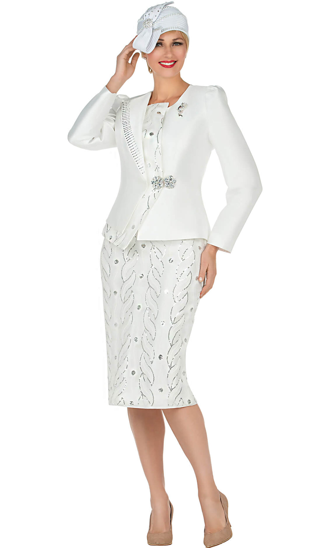 Giovanna Church Suit G1152-White – Church suits for less