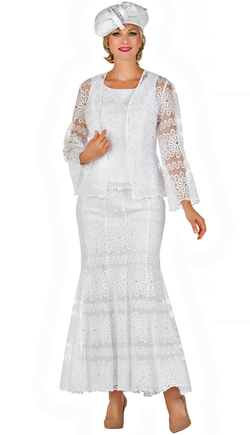 Giovanna Church Suit 0974C-White – Church suits for less