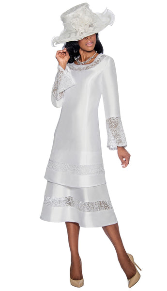 Giovanna Dress D1343C-White | Church suits for less