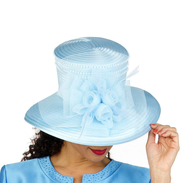 Giovanna Church Hat HR22125-Ice Blue | Church suits for less
