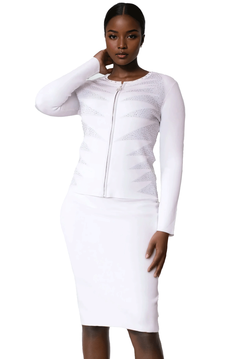 Kayla Knit Suit 5362-White – Church suits for less