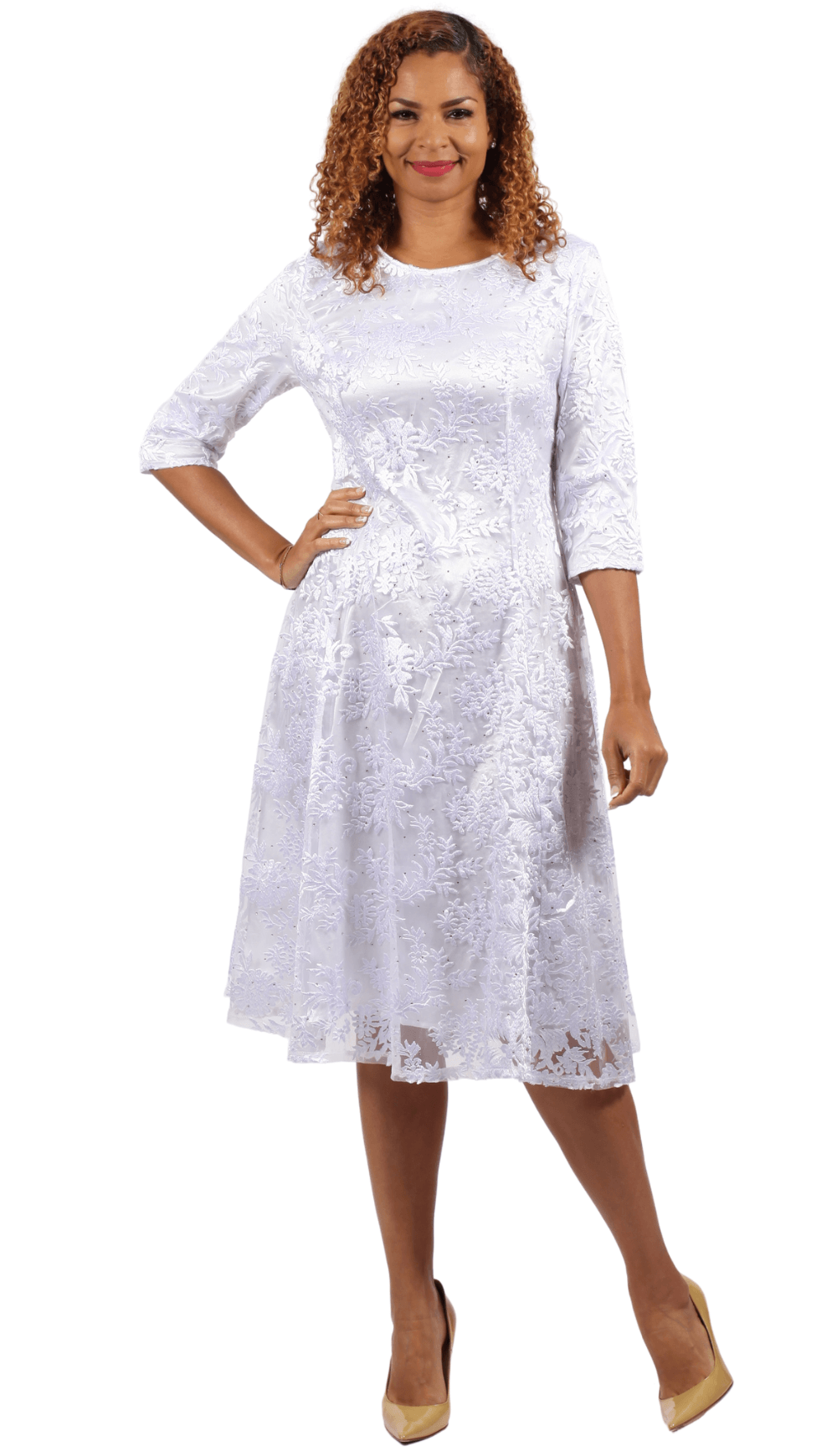 Champagne Church Dress 9079-White – Church suits for less