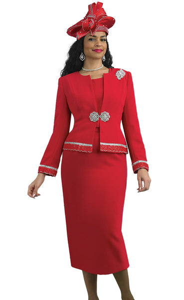 Lily And Taylor Suit 4272-Red | Church suits for less