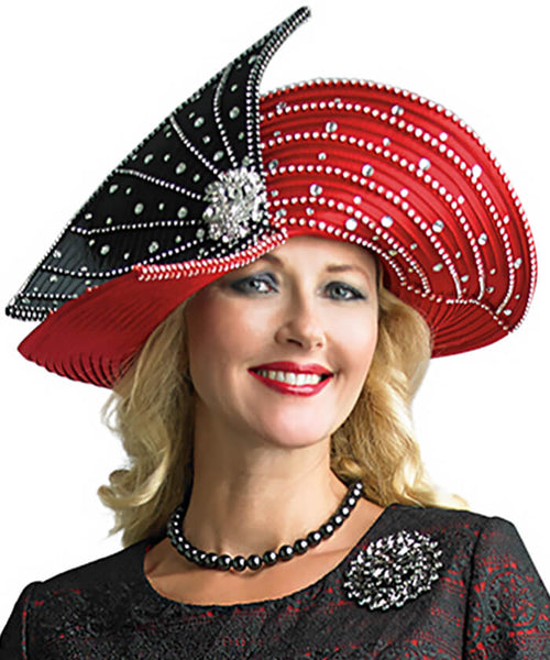 Lily and Taylor Hat H391 - Red/Black | Church suits for less