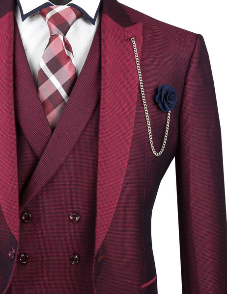 Vinci Men Suit SV2R-6C-Ruby | Church suits for less
