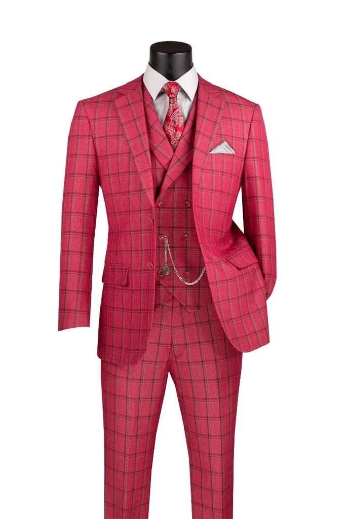 Vinci Men Suit MV2W-4-Raspberry | Church suits for less