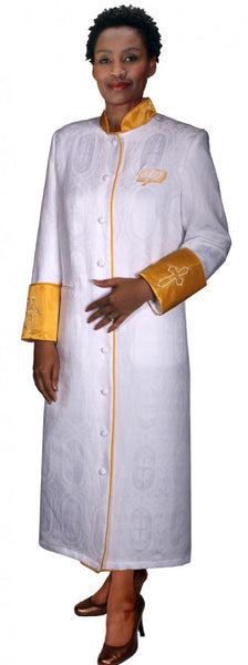 Women Cassock Robe RR9501-White/Gold | Church suits for less