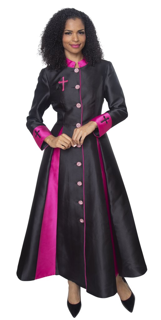 Diana Church Robe 8521-Black/Fuchsia | Church suits for less