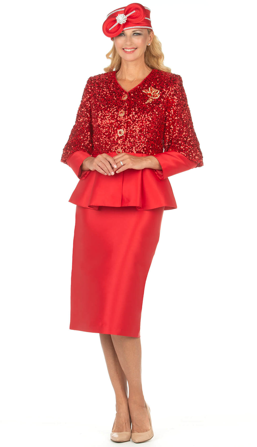 Giovanna Church Suit G1171-Red – Church suits for less