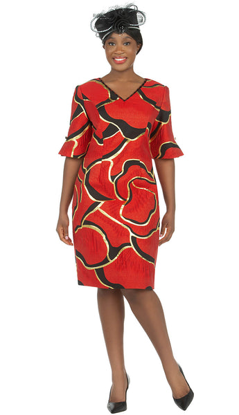 Giovanna Dress D1615-Red | Church suits for less