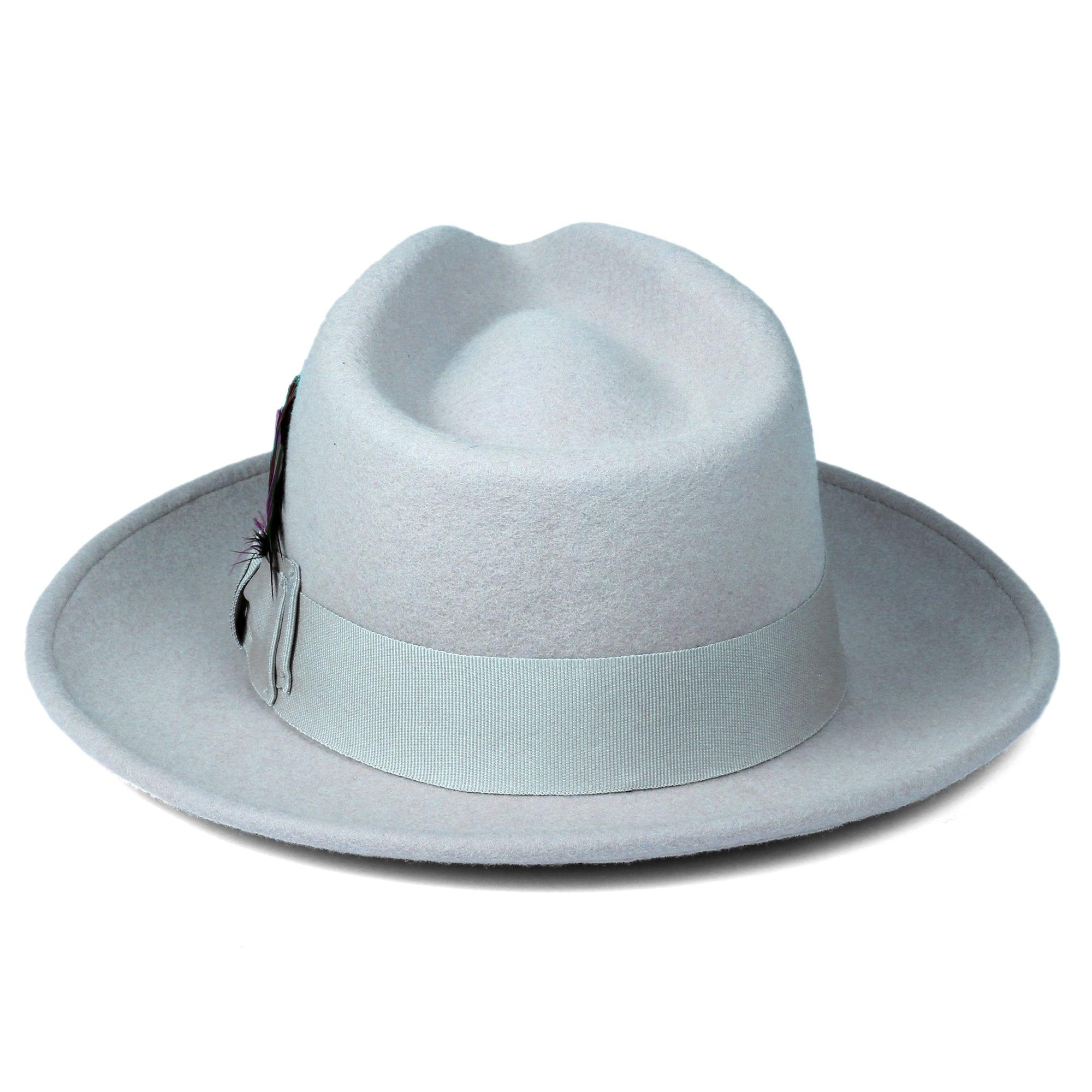 Men Crushable Fedora Hat - Sky Blue | Church suits for less