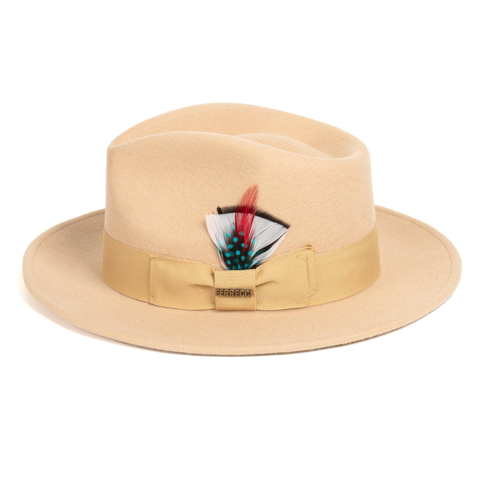 Men Crushable Tan Fedora Hat | Church suits for less